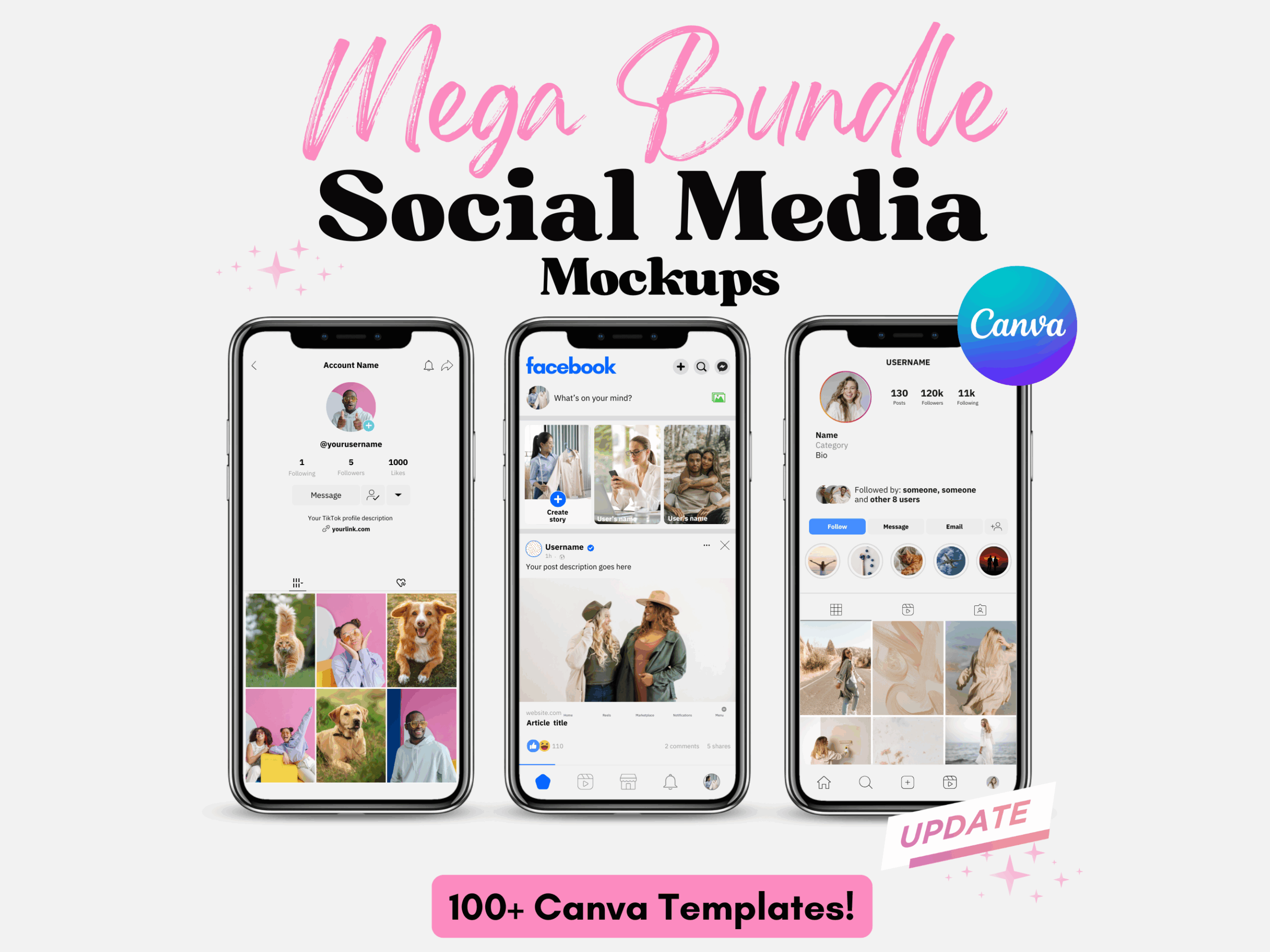 Social Media Mockups Templates Bundle Canva, Instagram Mockup, TikTok ...