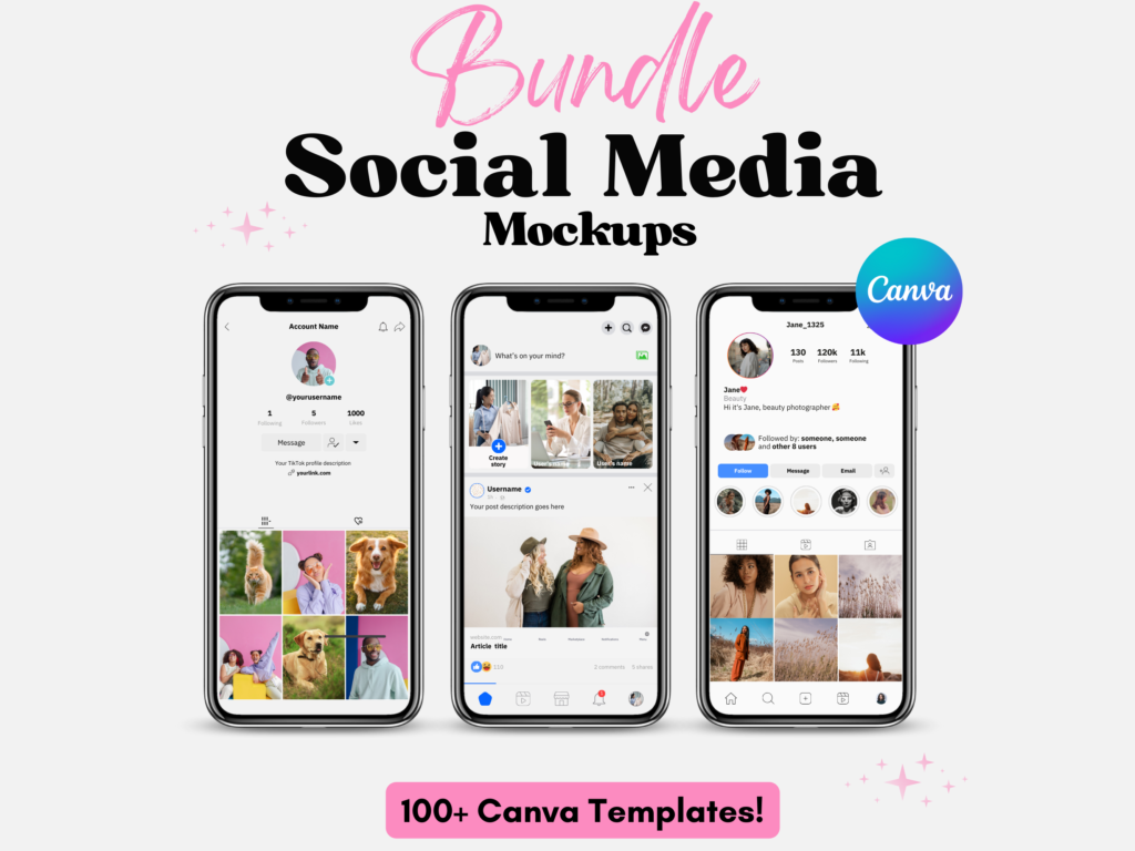 Social Media Mockups Templates Bundle Canva - GraphiCarola