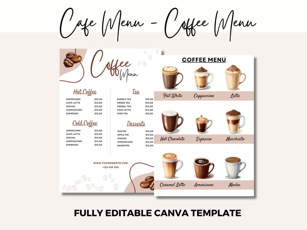 Coffee Menu Template, Coffee Shop Menu Template, Cafe Menu, Price List ...