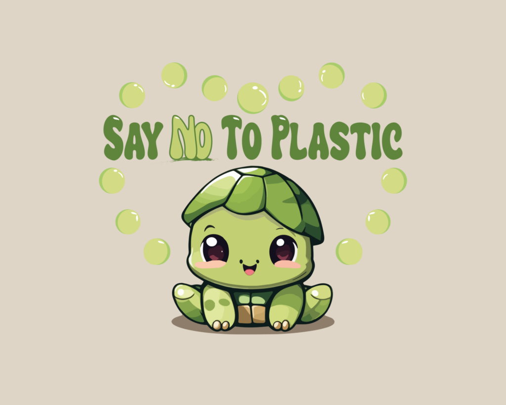 Tote Bag Say NO To Plastic Turtle EcoFriendly Handmade Cute Tote Bag ...