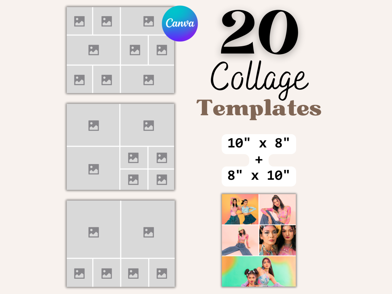 Picture Collage Templates Canva, 20 Editable Image Collage Frames Photo ...