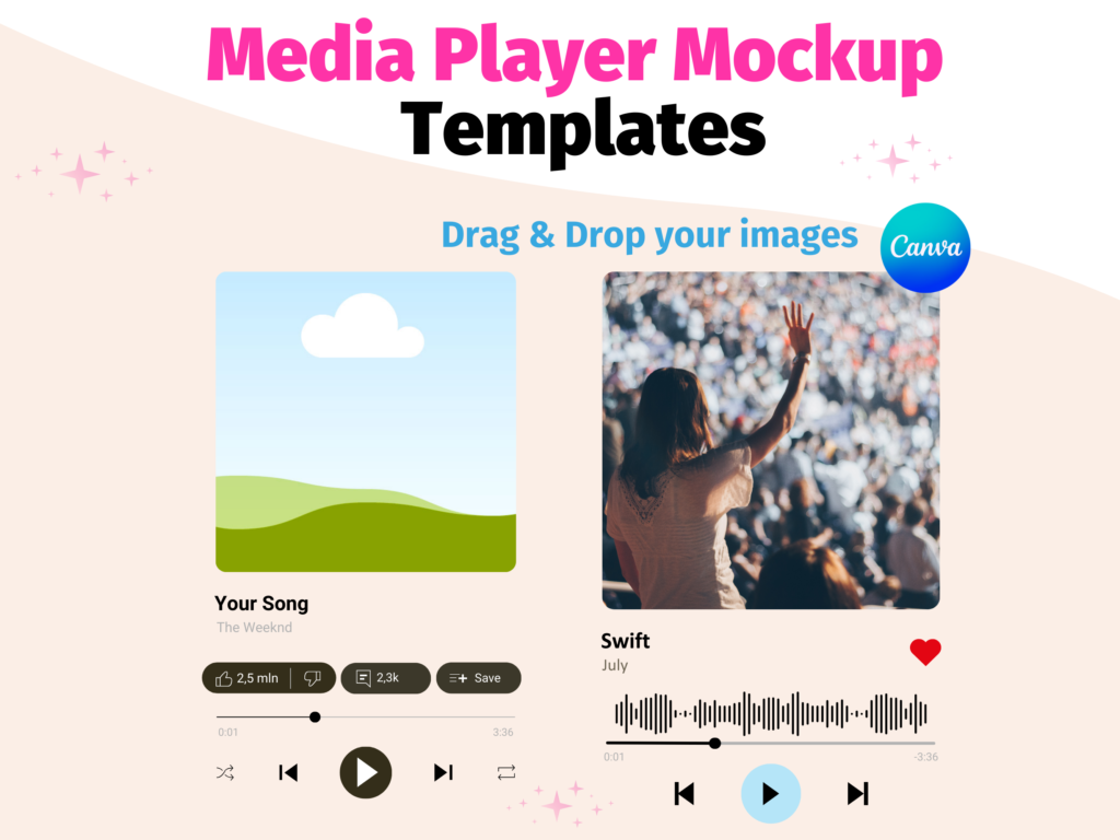 Music Player Canva Template, Song Player, Audio Player - GraphiCarola