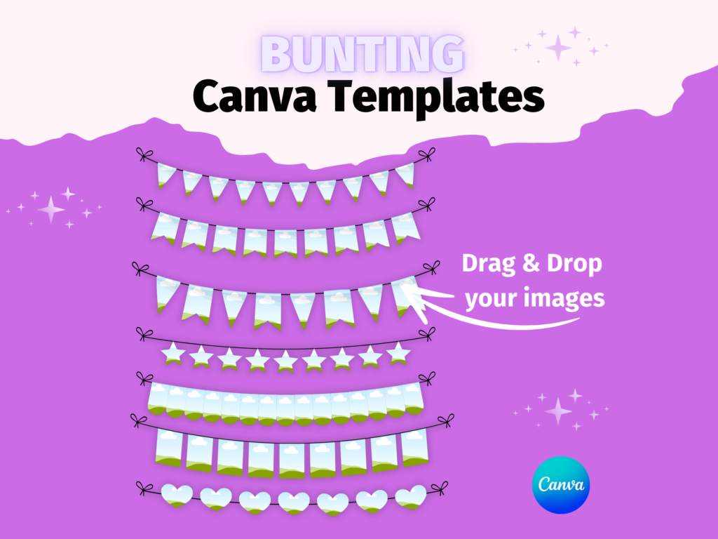 Bunting Canva, Garland Canva Frame Template, Bunting Sublimation, Drag ...