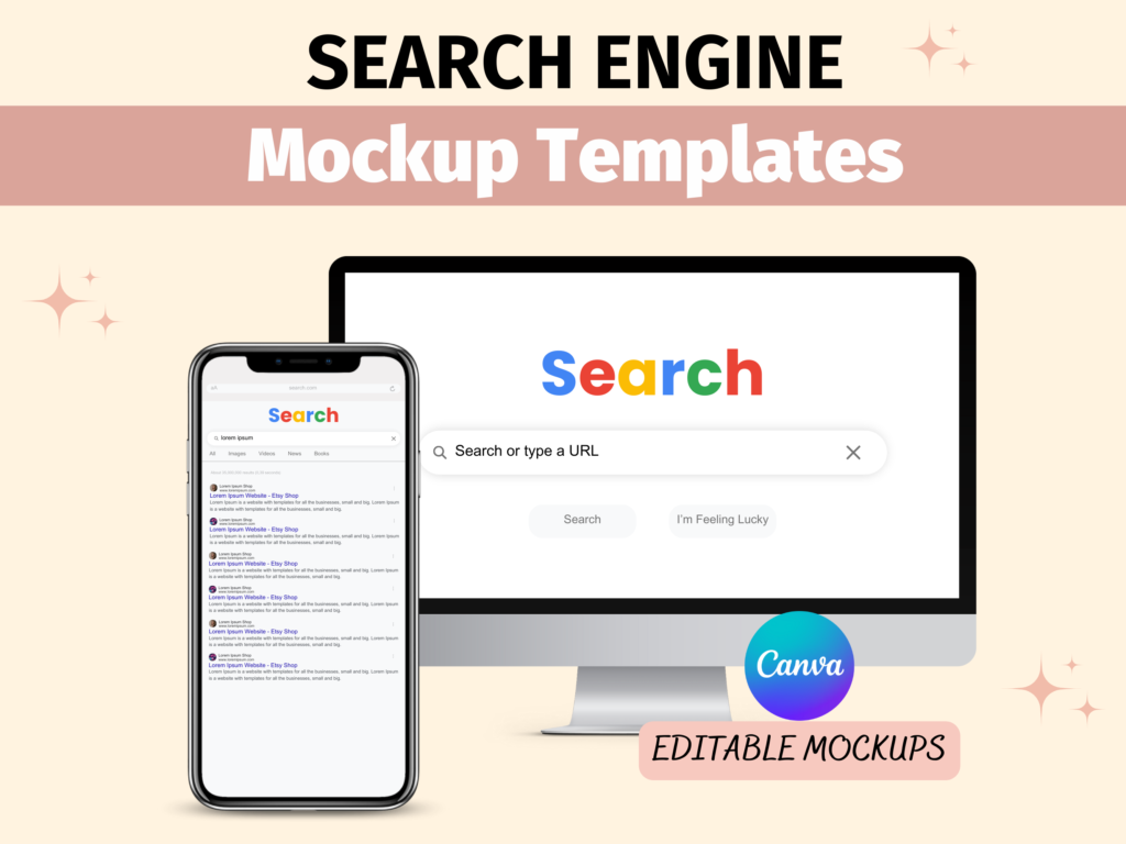 Search Engine Mockup, Canva Template, Browser Digital Mockup, Editable ...