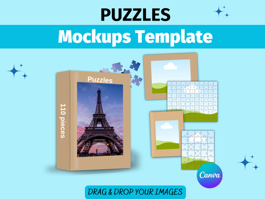Puzzles Canva Mockup, Jigsaw puzzles Mockup, Puzzle Box, Puzzle Picture ...