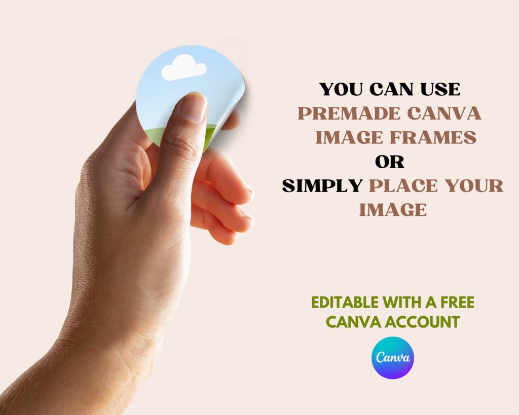 Sticker Hand Mockup Canva, Hand Sticker Mockup Template, Round Sticker ...