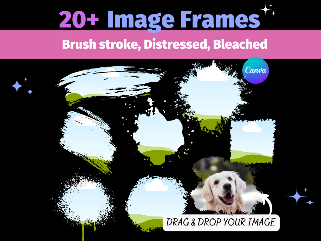 Distressed Bleach Brush Stroke Canva Frame, Grunge, Custom Canva Frames ...