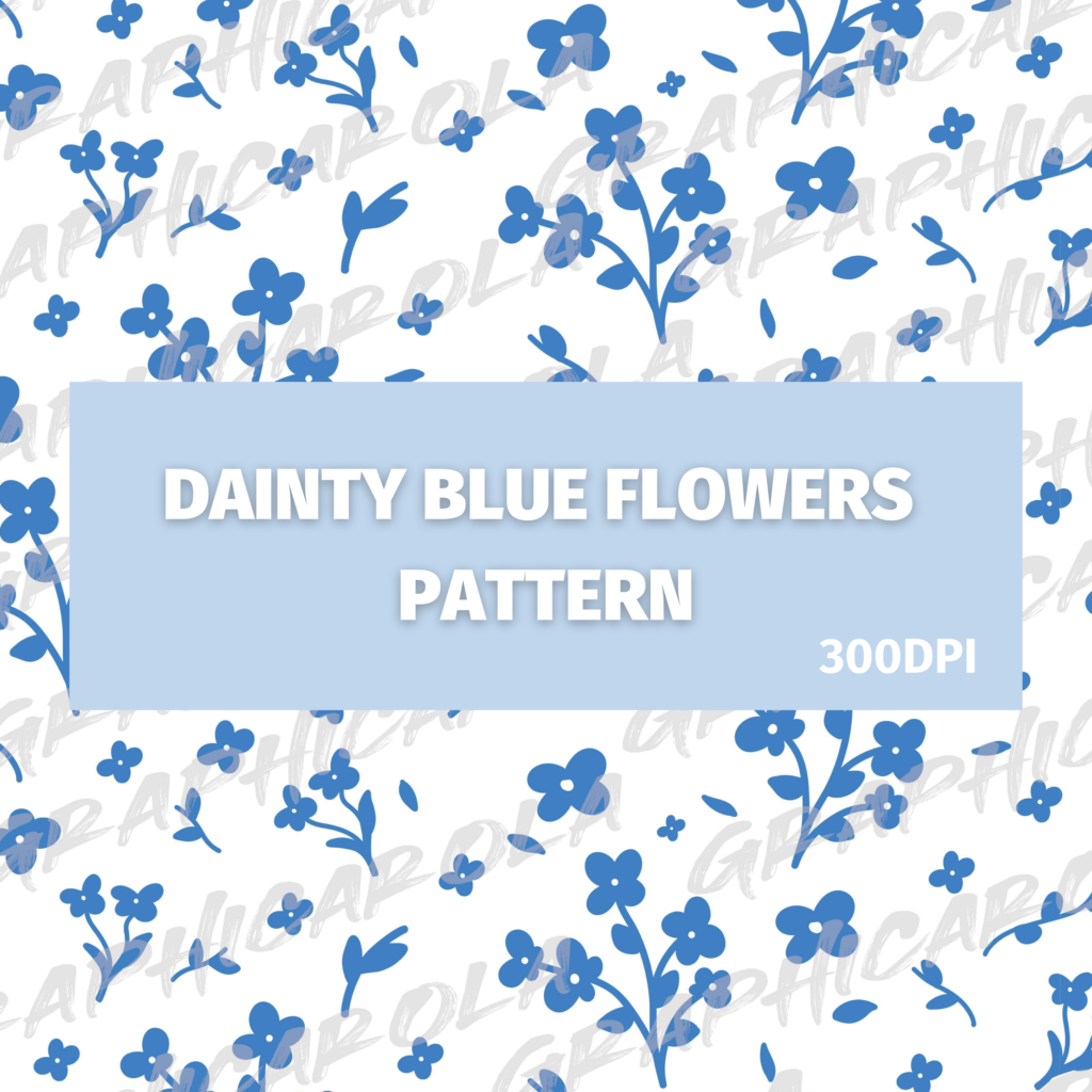 Dainty Blue Flowers Pattern, Commercial Use - GraphiCarola
