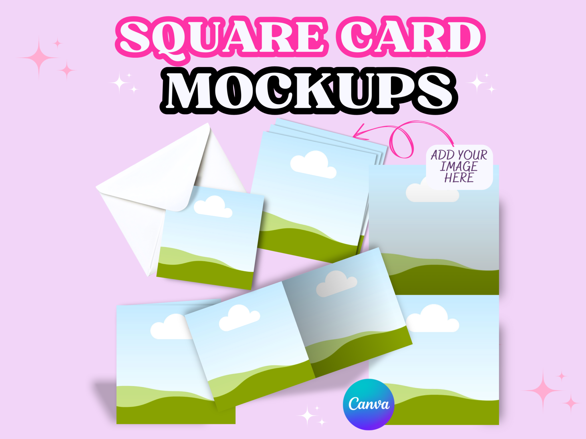 Square Card Mock up, Blank Card Mockup Square Invitation Mockup ...