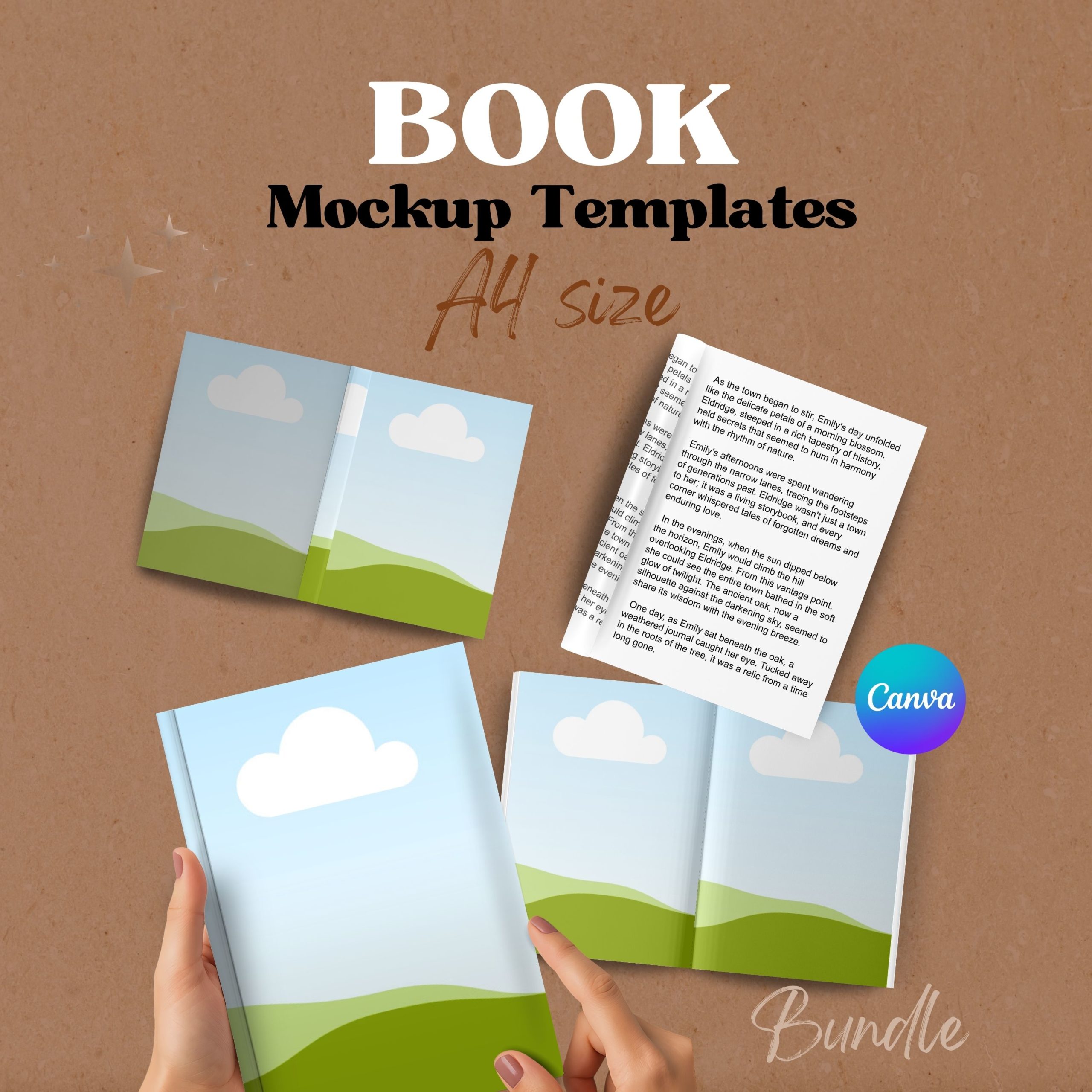 A4 Book Mockups, Book Cover, Open Book, Pages, Realistic Book - Canva ...