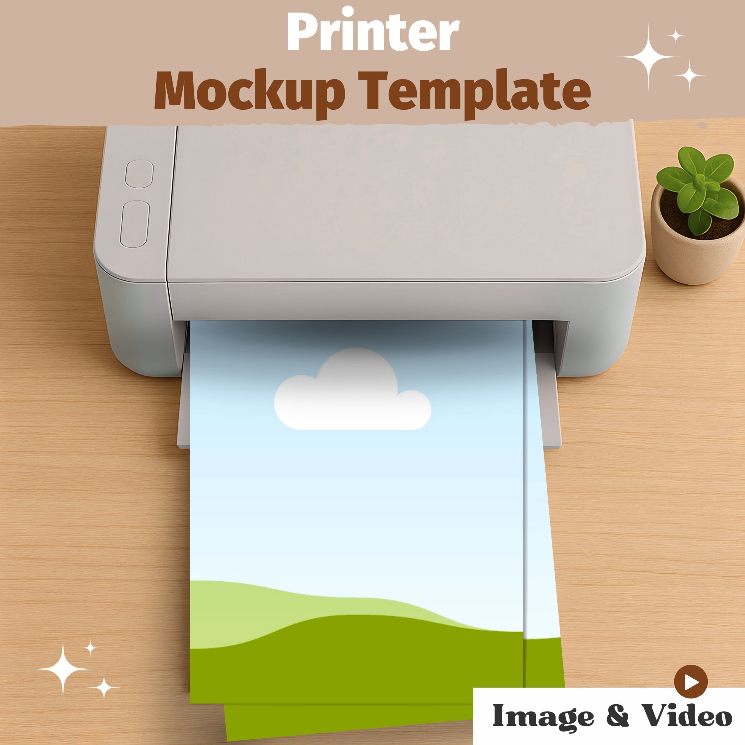 Printer Mockup, Printer Video, Printables Mockup, Page printer Template ...