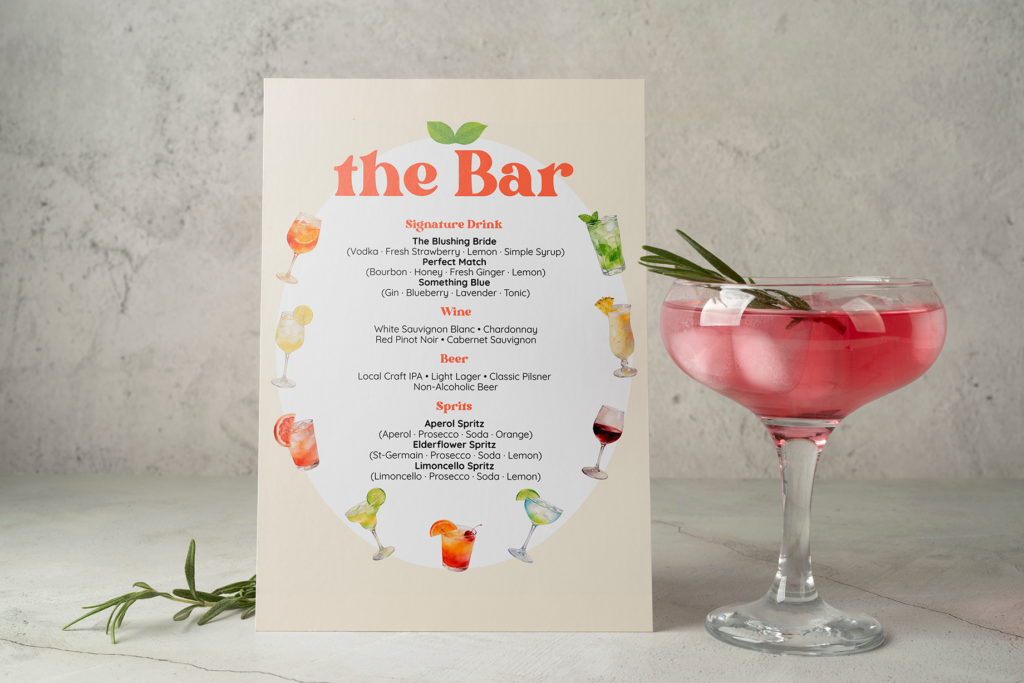Editable Signature Drink Sign Template, Wedding Bar Menu Printable ...